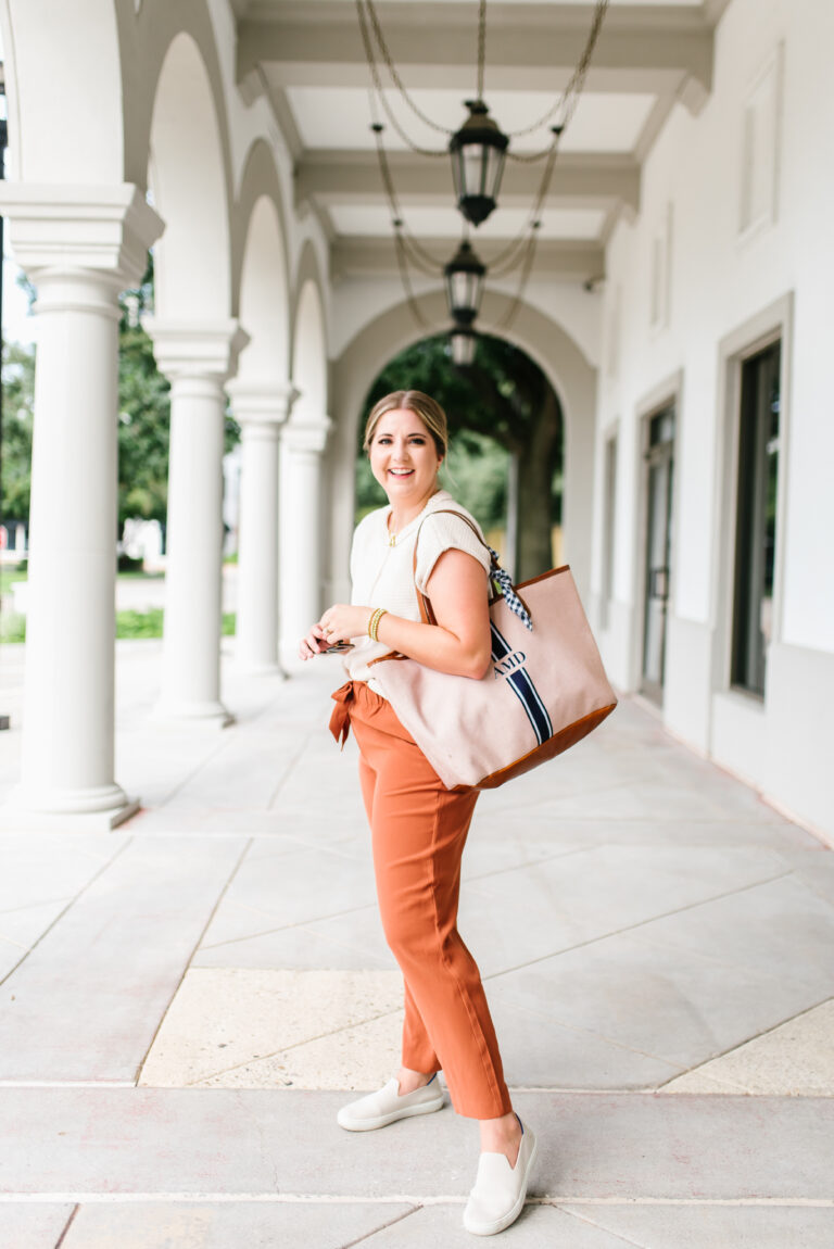 Styling Rust Colored Pants Two Ways - Thrifty Pineapple