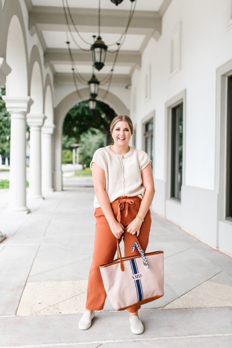 Styling Rust Colored Pants Two Ways - Thrifty Pineapple